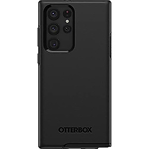 OtterBox Galaxy S22 Ultra Symmetry Series Case - BLACK, ultra-sleek, wireless charging compatible, raised edges protect camera & screen