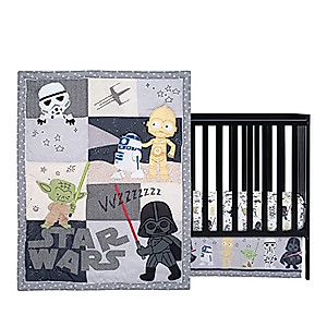 Lambs & Ivy Star Wars Classic 3-Piece Baby Crib Bedding Set - Yoda/Darth Vader