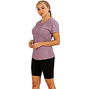 icyzone Workout Running Tshirts for Women - Fitness Athletic Yoga Tops Exercise Gym Shirts (Pack of 3) (L, Black/Navy/Rose Wine)