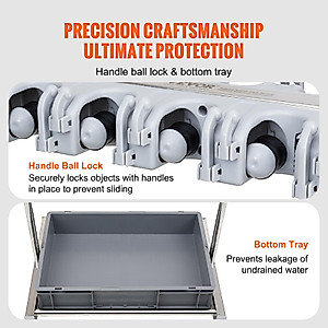 VEVOR Garden Tool Organizer, 10 Slots with Hooks, Yard Tool Tower Rack with Wheels for Garage Organization and Storage, Hold Long-Handled Tool/Rake/Broom, Metal Tool Stand Holder for Shed, Outdoor