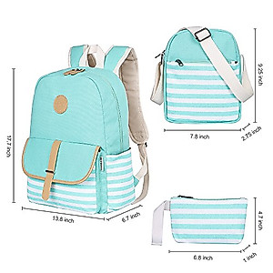Bluboon Canvas Bookbags School Backpack Laptop Schoolbag for Teens Girls High School (Water Bule 3 in 1)
