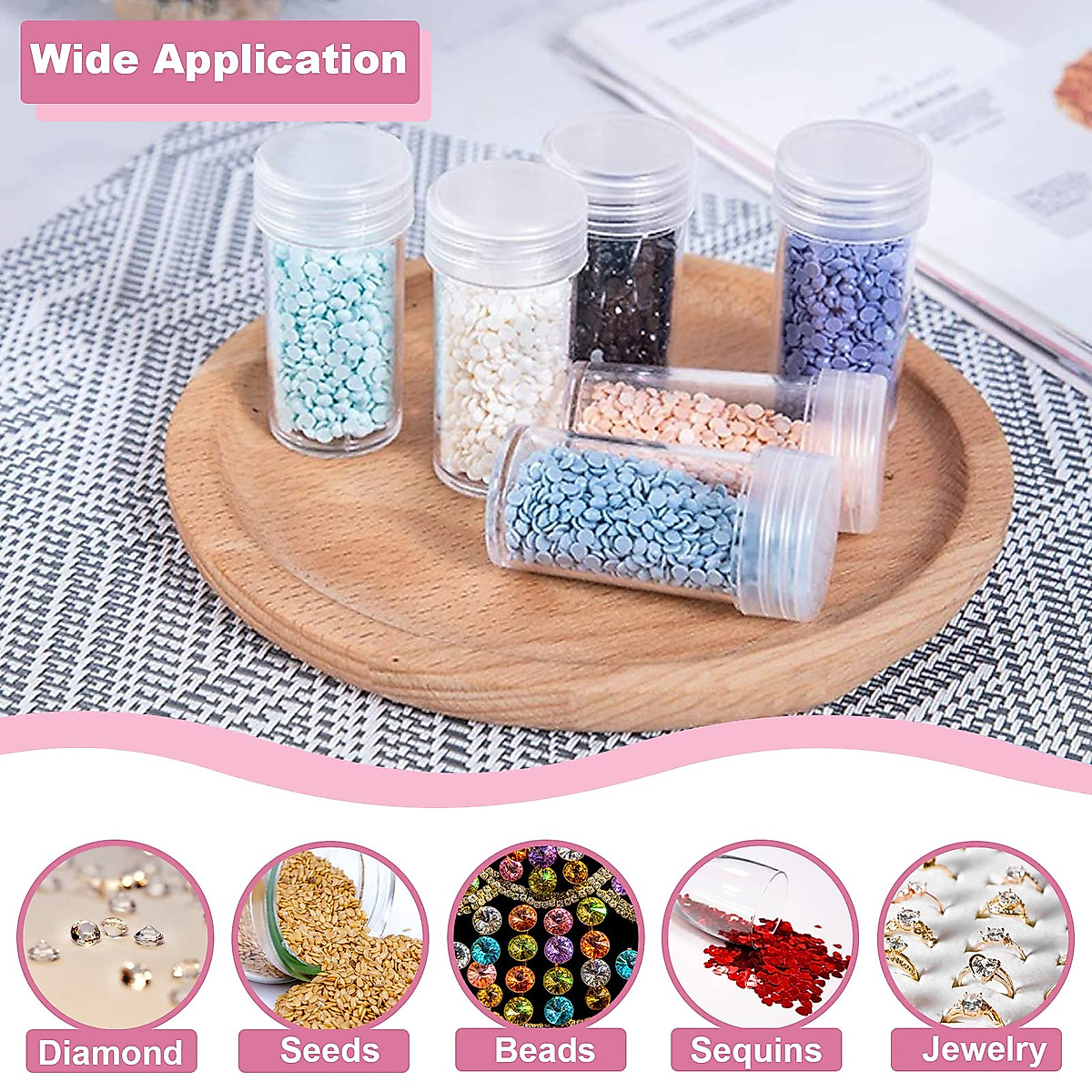 Toolly 132 Bottles Diamond Painting Storage Carring Case - Hardshell Bead Sewing Pills Container Box Embroidery Organizer Bag for DIY 5D Diamond Art Craft Accessorries, Red