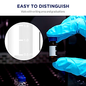2mL Autosampler Vials with Writing Area and Graduations, 9-425 HPLC, Screw Cap, White PTFE & Red Silicone Septa, 100 Pcs