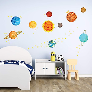DECOWALL DAT-1501T The Solar System Wall Stickers Wall Decals Peel and Stick Removable Wall Stickers for Kids Nursery Bedroom Living Room