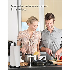 WORHE Paper Towel Holder Metal Countertop,Matte Black Paper Towel Holder 1 Pack Heavy Duty Base Stand Roll Dispenser for Stand Dining Table Bathroom Home Decor (YGC018)