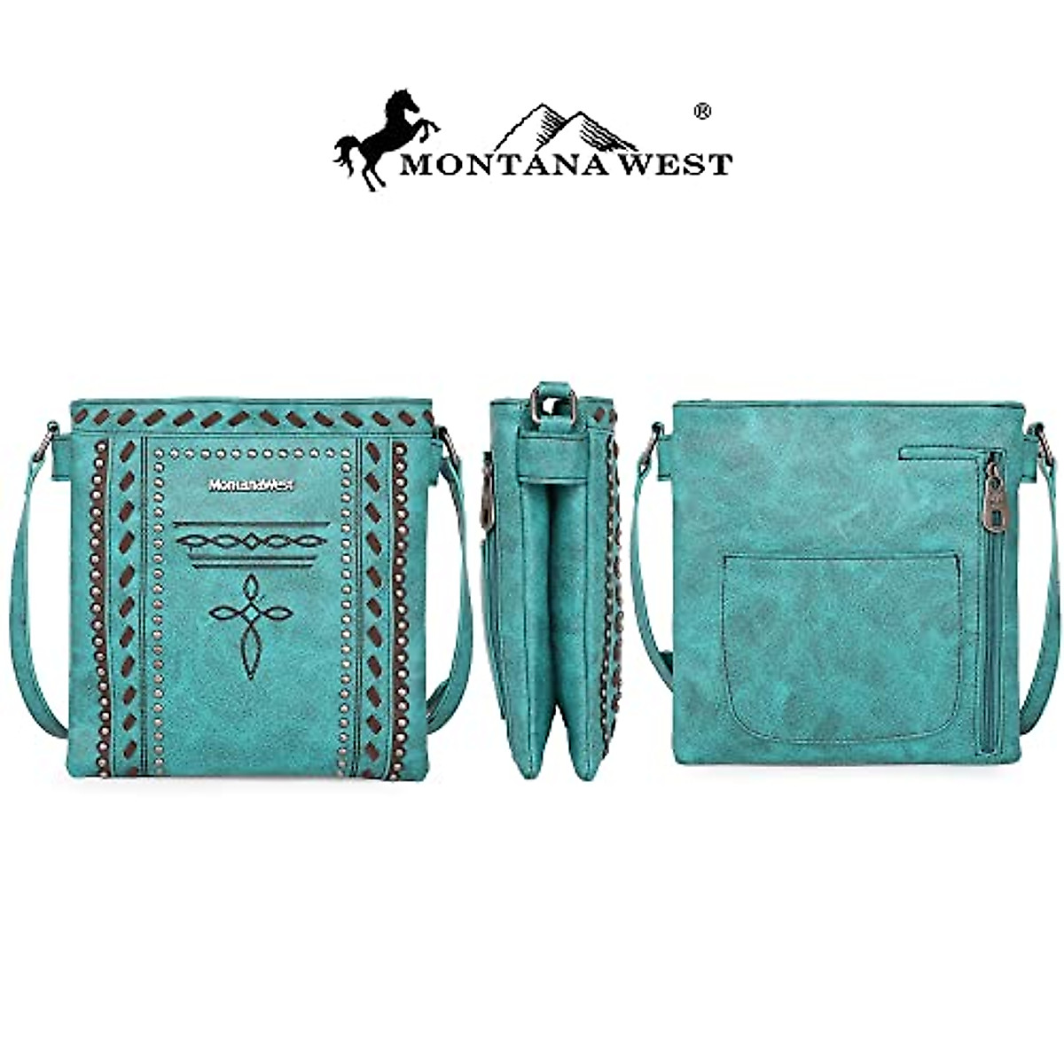Montana West Whipstitch Collection Western Purses for Women Crossbody Bags Over Shoulder Purse MW1124G-9360TQ+W