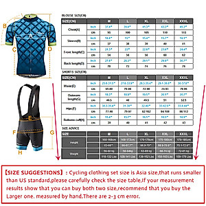 PHTXOLUE Cycling Kit Men Cycling Jersey Set Cycling Bib Shorts Bicycle Jersey Shirts Outfit Uniform Clothes (Black Blue-1, Medium)