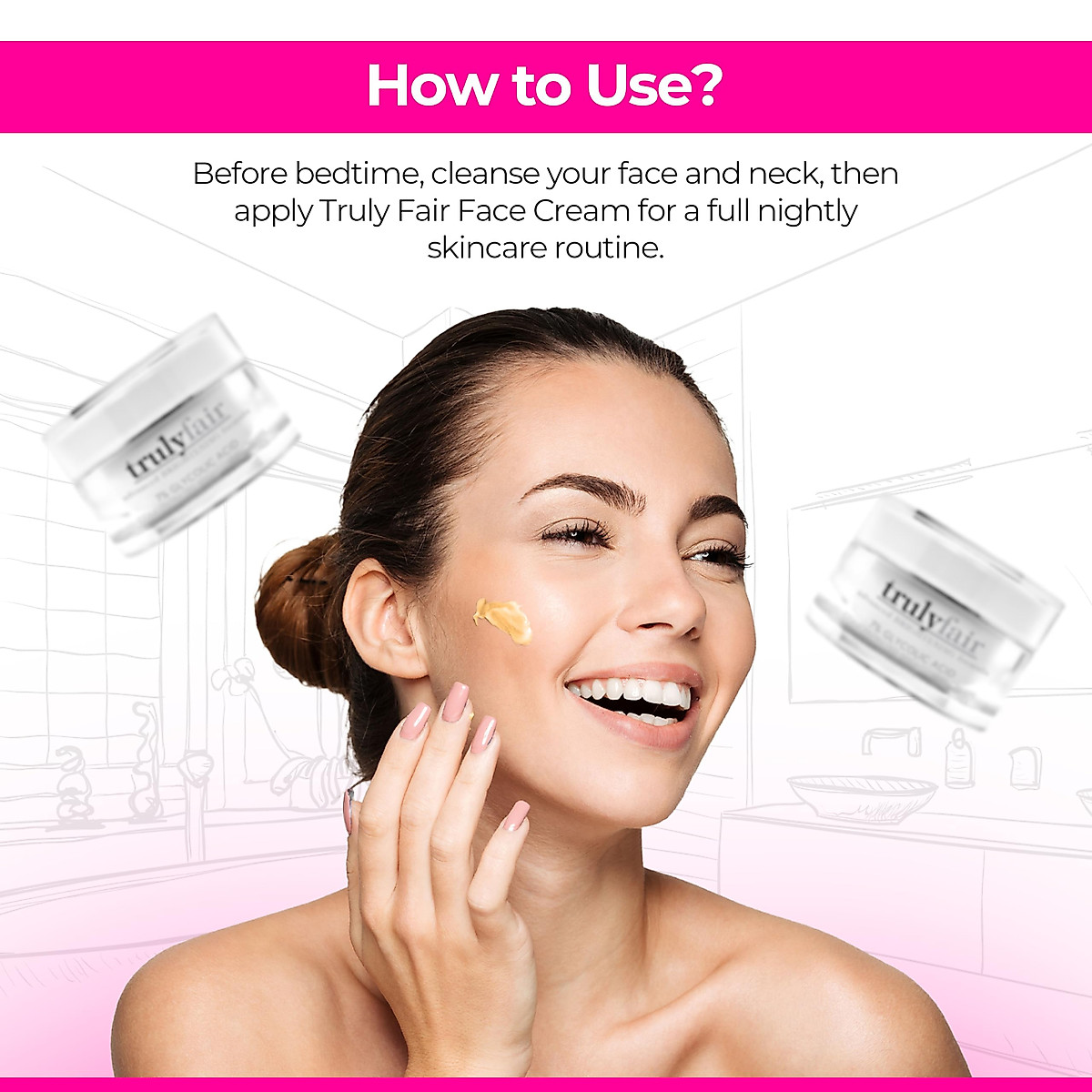 Truly fair 7% Glycolic Acid Concentrated Brightening Cream for women - Night cream - Shea Butter - Amino Acids - Paraben -free - 1.7 oz