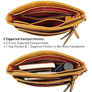 VONMAY Large Crossbody Bags for Women Triple Zip Pocket Cross Body Purses and Handbags Mustard Yellow