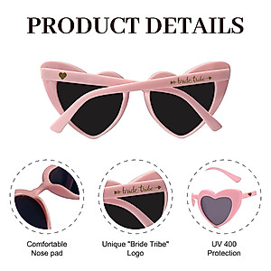 LADY&HOME 10pcs Heart Shaped Bachelorette Party Sunglasses Bridal Shower Favors Supplies Weddings Sunglasses(Pink)