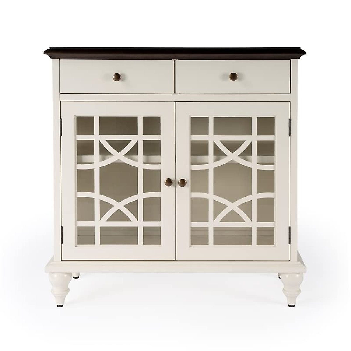 BOWERY HILL Traditional Wooden 2 Door 2 Drawer Cabinet - White