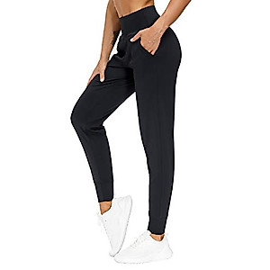 THE GYM PEOPLE Womens Joggers Pants with Pockets Athletic Leggings Tapered Lounge Pants for Workout, Yoga, Running, Training (Large, Black)