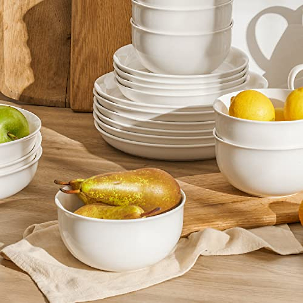 DOWAN Ceramic Soup Bowls, 32 Ounces Cereal Bowl Set for 6, Porcelain Salad Bowls for Kitchen, White Bowls for Cereal Soup Ramen Pasta Salad Oatmeal, Dishwasher and Microwave Safe