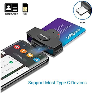 MTAKYI Portable Type C CAC Smart Card Reader, USB C DOD Military Common Access Card Card Reader, Credit Card Reader Compatible with Android Phones/Mac Book/i Mac/Laptop/Tablet or Other Type C Devices