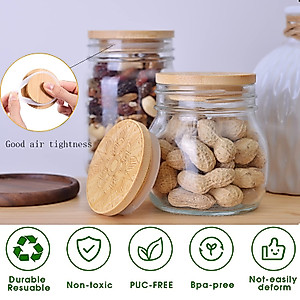 12 Pack Oui Yogurt Jar Lids Set, Natural Bamboo Wood Lids that Fit Oui Yogurt Jars, Oui Lids with Silicone Sealing Rings Perfect Sealing