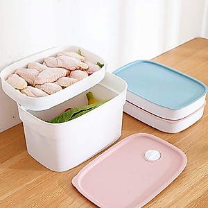 Hemoton 3Pcs Refrigerator Food Storage Container with Lid Shallow Stackable Bacon Keeper Fruit Vegetable Case Holder Airtight Dumpling Box for Egg Meat (Mixed Color)