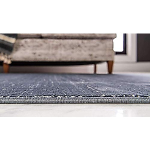 Unique Loom Uptown Collection by Jill Zarin Collection Textured Solid Geometric Modern Navy Blue Area Rug (9' 0 x 12' 0)