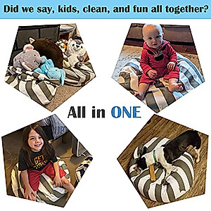 3-pack Stuffed Animal Storage Bean Bags for Kids Room 23" Empty Animal Beanbag Chair Covers Only Small Stuffed Animal Storage for Toddlers, Children, Boys, Girls Kids Room Decor, White Grey Stripes