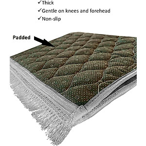 Prayer Mat Muslim Rug Islamic - Padded Thick Prayer Rug Sajadah for Men Women with Islam Prayer Beads for Eid Travel Ramadan, Soft and Luxury (Grey)