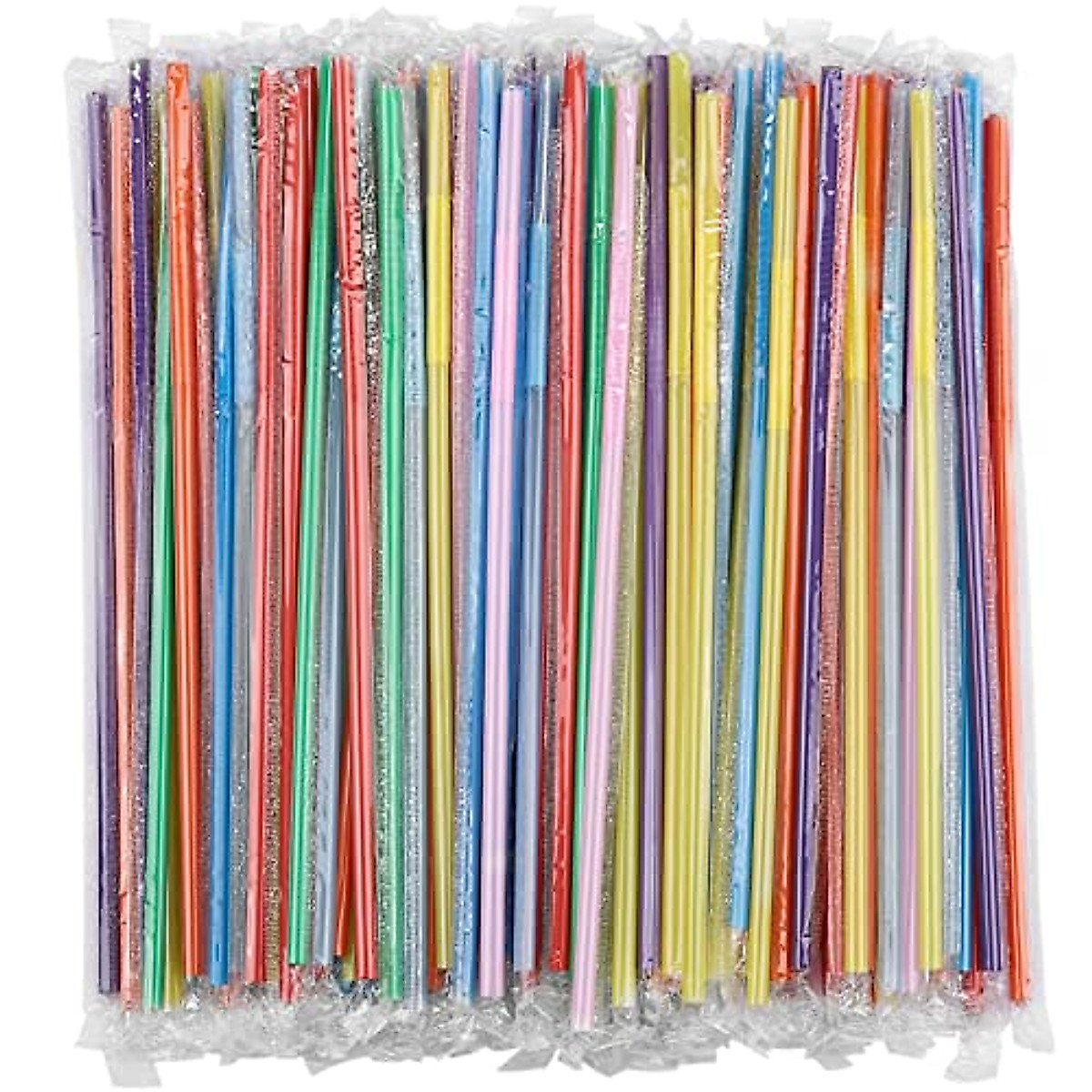 400 Pcs Colorful Flexible Plastic Drinking Straws Individual Package Disposable Bendy Straws 10.23" Extra Long Fancy Straws for Drink