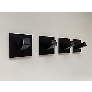 Generic Model Square,Towel Hooks Pack of 4 Towel Holder Wall Hooks Self-Adhesive Hooks Made of Stainless Steel No Drilling Rustproof Ideal for Bathroom Toilet Kitchen Office Matte Black