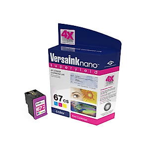 VersaInk-Nano HP 67 MS MICR Black Ink Cartridge for Check Printing & VersaInk-Nano 67 CS Tri-Color Ink Cartridge Pack