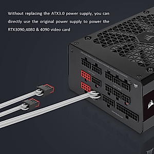 Sirlyr 90 Degree 12VHPWR Connector, 12+4 to 3 * 8 Pin Modular Cable, Sleeved 16 Pin GPU Cable for RTX3090Ti, 4080, 4090 Compatible with Corsair, Great Wall, Thermaltake Power Supply - Black