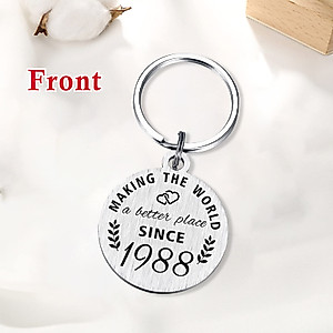 ABNTY 36th Birthday Gifts for Women Men, 36 Year Old Birthday Keychain, Born in 1989 Gifts, 1989 Birthday Decorations