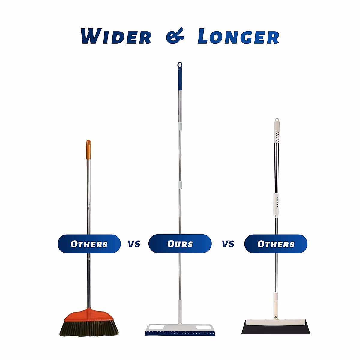 Multifunction Magic Broom Sweeper 4-1 Extral Long Handle Silicone Floor Squeegee Broom no Bristles Excelent for Flat Floor and Especial Good Job for Pet Hair Remover