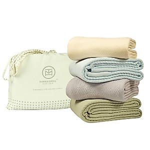 Threadmill Luxury Cotton Blankets for Twin Size Bed | All-Season 100% Cotton Twin Blanket for Bed | Herringbone Lightweight, Soft & Cozy Fall Thermal Blanket, 350GSM, 68x92 inches | Scottish Grey