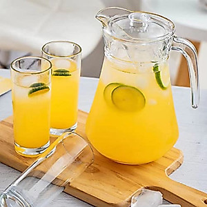 SOUJOY 2 Pack Plastic Pitcher, 70 oz Clear Iced Water Pitcher with Lid and Handle, Heat Resistant BPA-Free Tea Pitcher for Juice, Milk, Cold or Hot Beverages