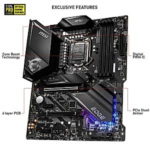 MSI MPG Z490 Gaming Edge WiFi ATX Gaming Motherboard (10th Gen Intel Core, LGA 1200 Socket, DDR4, CF, Dual M.2 Slots, USB 3.2 Gen 2, Wi-Fi 6, DP/HDMI, Mystic Light RGB) (Renewed)