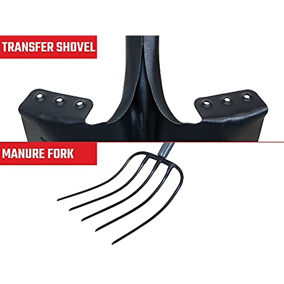 CRAFTSMAN CMXMKIT0070 2-Piece Long Wood Handle Composting Tool Set with Transfer Shovel and 5-Tine Manure Fork, Brown