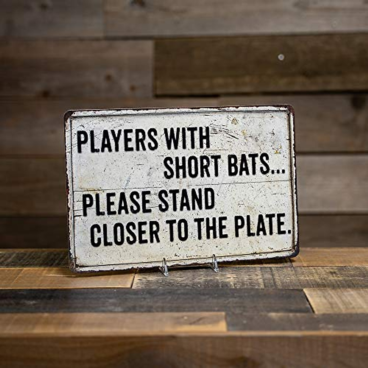 Players with Short Bats Funny Bathroom Sign Toilet Signs Restroom Decor Wall Decorations Art Plaque Rustic Mens Small Cute LOL Honey Poop Gift 8 x 12 High Gloss Metal 208120061005