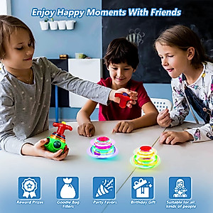 TOYANDONA 3Pcs Spinning Top Toys, LED Light Up Flashing Music Spinning Tops for Kids Gifts Birthday Party Favors Goodie Bag Fillers（Random Color