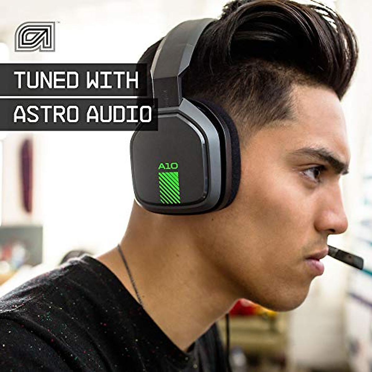 ASTRO Gaming A10 Wired Gaming Headset, Lightweight and Damage Resistant, ASTRO Audio, 3.5 mm Audio Jack, for Xbox Series X|S| One, PS5, PS4, Nintendo Switch, PC, Mac- Black/Green