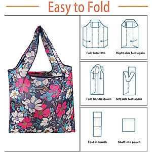 xfyoeg 6 Pack Reusable Shopping Bags for Groceries, Foldable Grocery Bags Washable Sturdy Large Nylon Tote BagsLightweight Durable