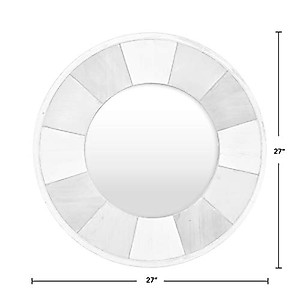 FirsTime & Co. Cottage Timbers Accent Wall Mirror, 27", Aged Teal/Shabby White/Natural Wood