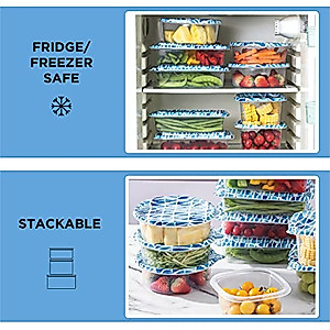 COOK WITH COLOR Containers with Lids - Plastic Food Storage Containers - Meal Prep Containers -10 Lunch Containers with 10 Lids, Airtight Reusable Containers -33.8 Oz / 1 L (Round Triangles)