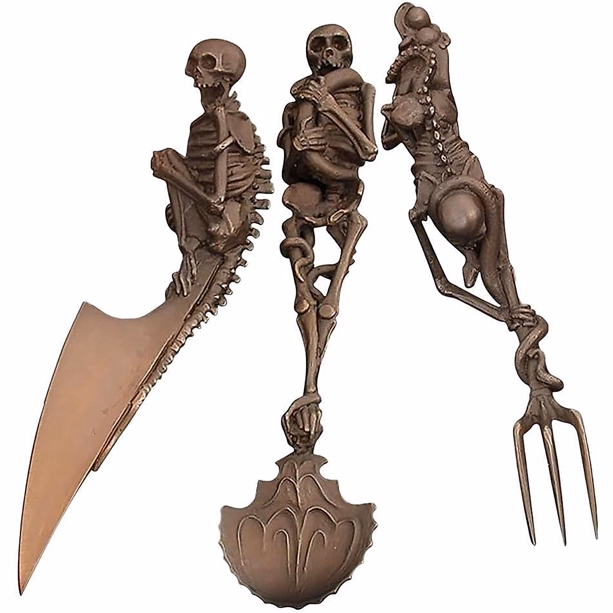 Halloween Skeleton Cutlery Set Metal Flatware Tableware Skeletal Fork Knife Spoon Halloween Party Tabletop Ornaments Vividly Golden