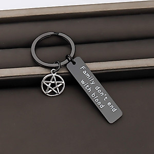 TGBJE Family Don't End with Blood Best Friend Keychain SPN Jewelry Movie Inspired Gift Movie Fans Gift (BL End with Blood)