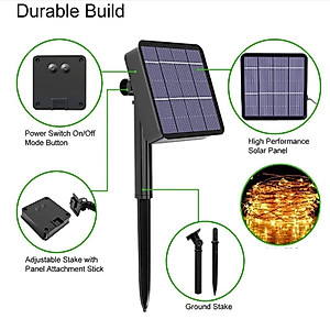 LIUPENGWEI Solar Lights Outdoor, (100 LED 8 Modes) Solar Garden Lights, 12m Copper Wire Solar String Lights, Waterproof For Halloween, Christmas, Tree, Garden, Home, Wedding, Party Fairy Lights garden