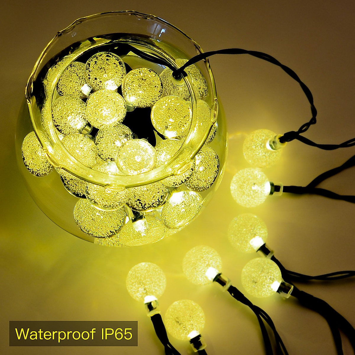 BAOANT Solar String Lights Fairy Lights 20Ft 30 LED Crystal Ball String Lights Starry Lights Globe String Lights for Garden Home Patio Indoor Outdoor(Warm-White)