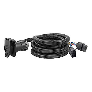 CURT 56001 10-Foot Vehicle-Side Truck Bed 7-Pin Trailer Wiring Harness Extension, Select Dodge Ram 1500, 2500, 3500, Dakota , Black