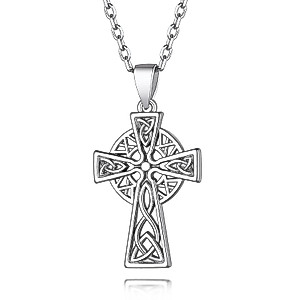 Suplight Celtic Cross Necklace for Women 925 Stelring Silver Cross Necklaces