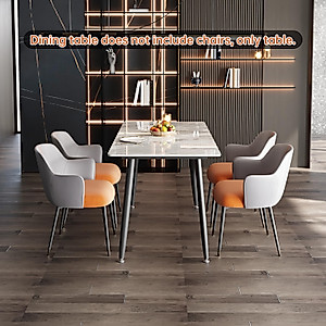 MCDAMCN Marble Sintered Stone Dining Table, 55" Grey Kitchen Table for Dining Room, Fade and Scratch Resistant, Table Only