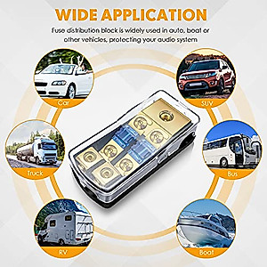 BULVACK 2 Way Mini ANL Fuse Holder, Copper 0/2/4 Gauge to 4/6/8 Gauge 60 Amp Fuse Distribution Block for Car Truck Boat Audio Stereo Amplifier