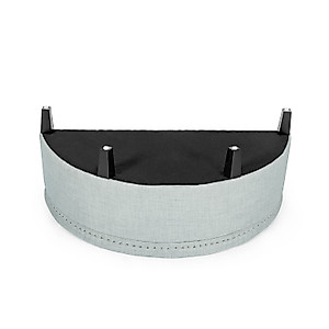 Joveco Storage Bench Half Moon Button Tufted Ottoman with Rivet Storage Room Organizer for Living Room Bedroom Entryway (Light Blue)