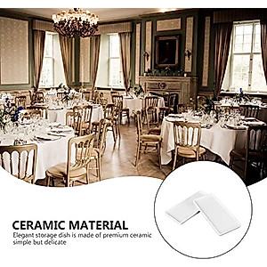 EdirFtra 2Pcs Porcelain Bowl Sanitary Plate Palette Bathroom Ceramic Floor Storage Rectangular Ceramic Holder for Bar KTV Hotel Home