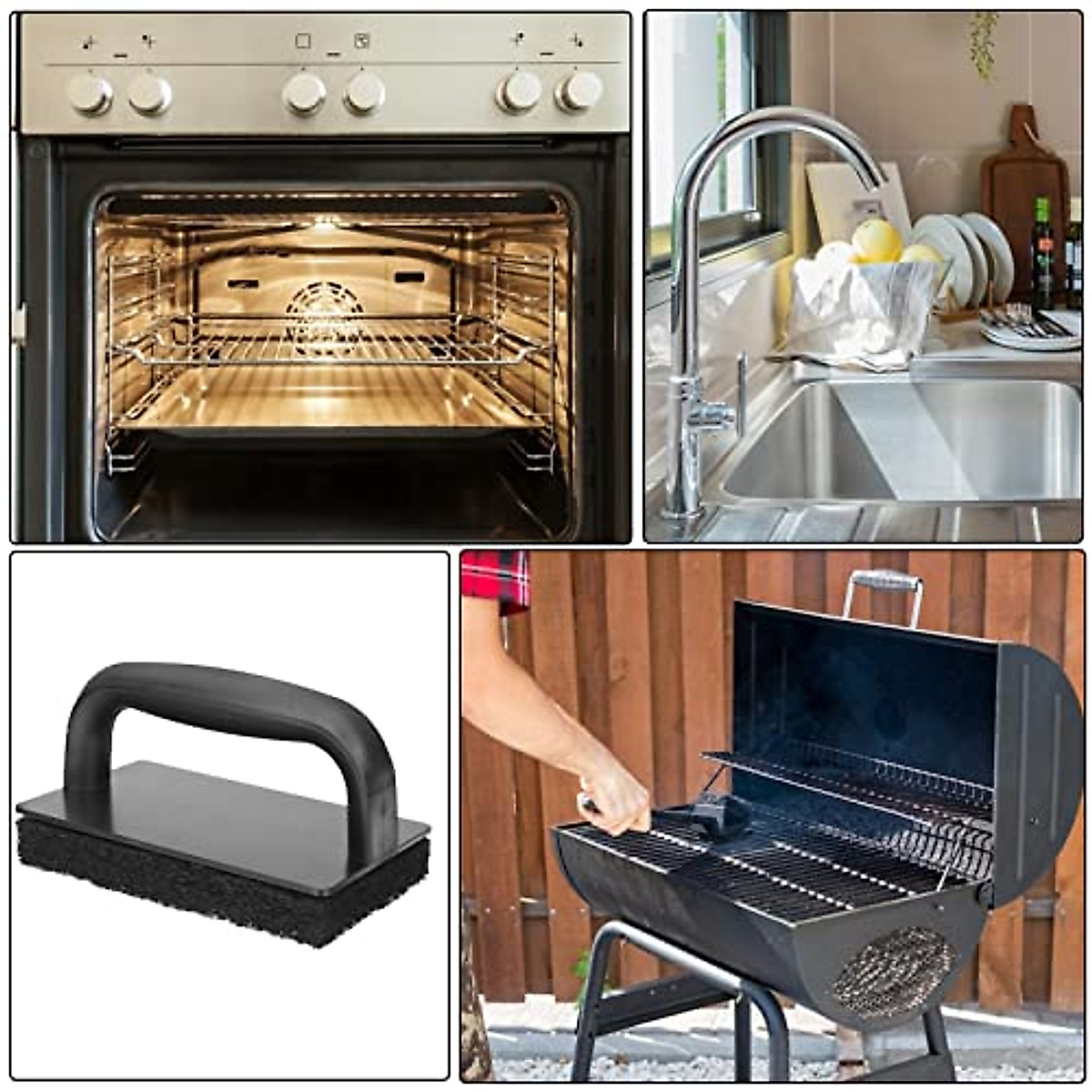 Happyyami Food Scraper Tool 1 Set Barbecue Rack Cleaning Brush BBQ Grate Cleaner Sponge Heavy Duty Griddle Scouring Pad Grill Rack Oil Remover for Home Kitchen Food Scraper